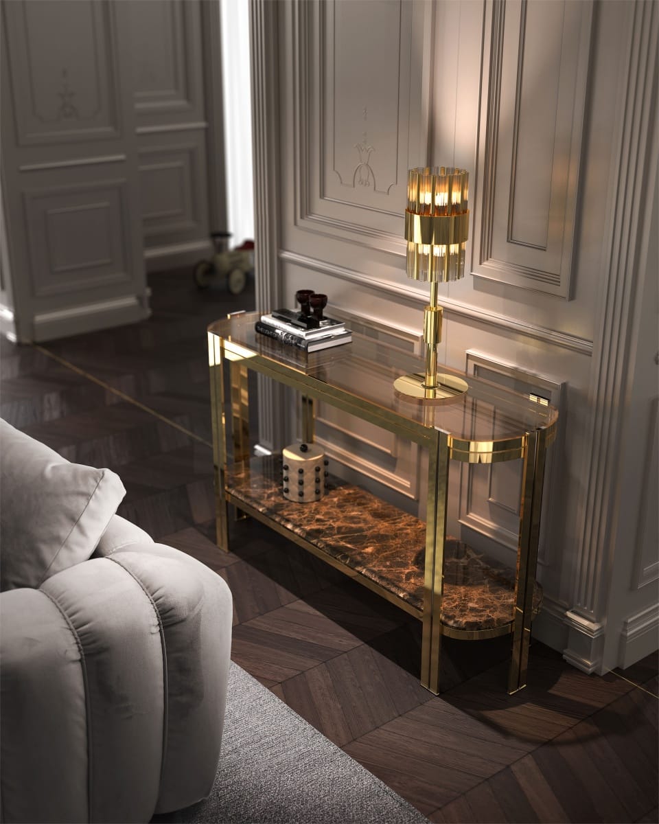 Castro-Lighting-Marie-console-Halma-table-ambience - Ark Interiors