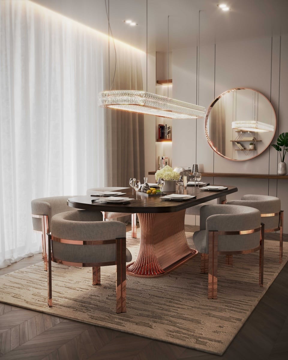 Castro-Lighting-Spacium-Suspension-flusso-dining-table-marie-chair-ambiente - Ark Interiors